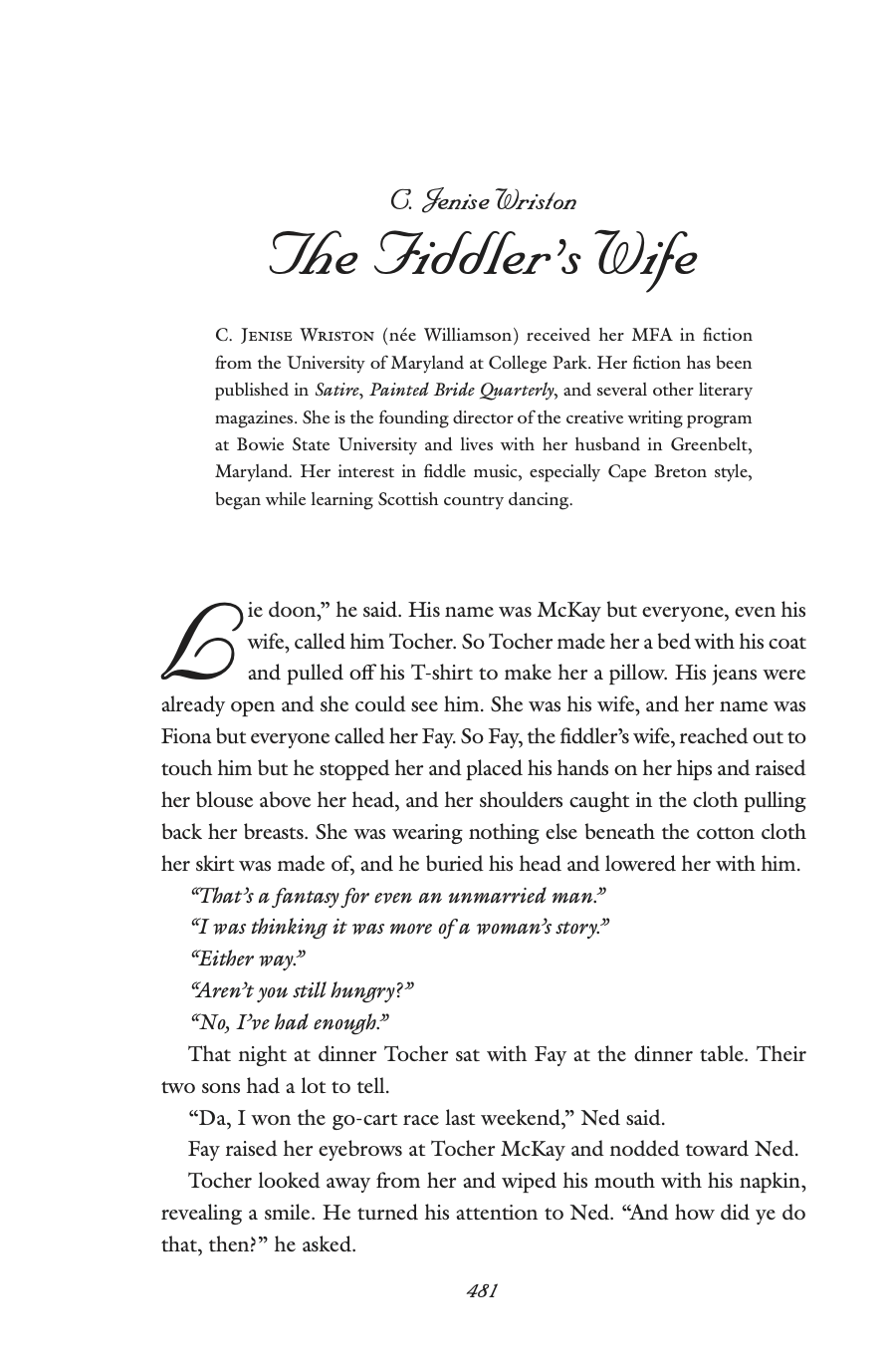 “The Fiddler’s Wife” By C. Jenise Williamson – GRACE AND GRAVITY